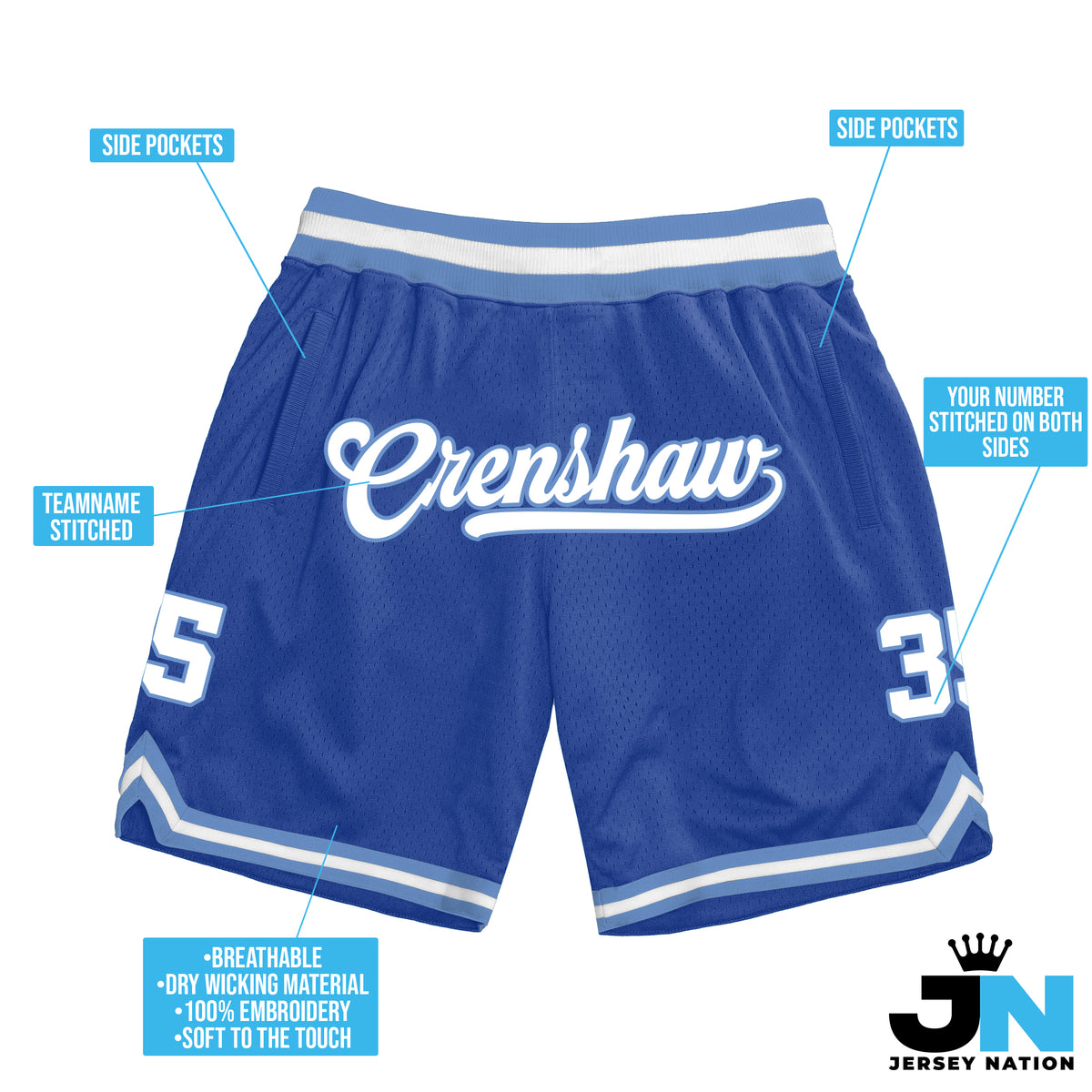 Blue-White Custom Basketball Shorts – The Jersey Nation