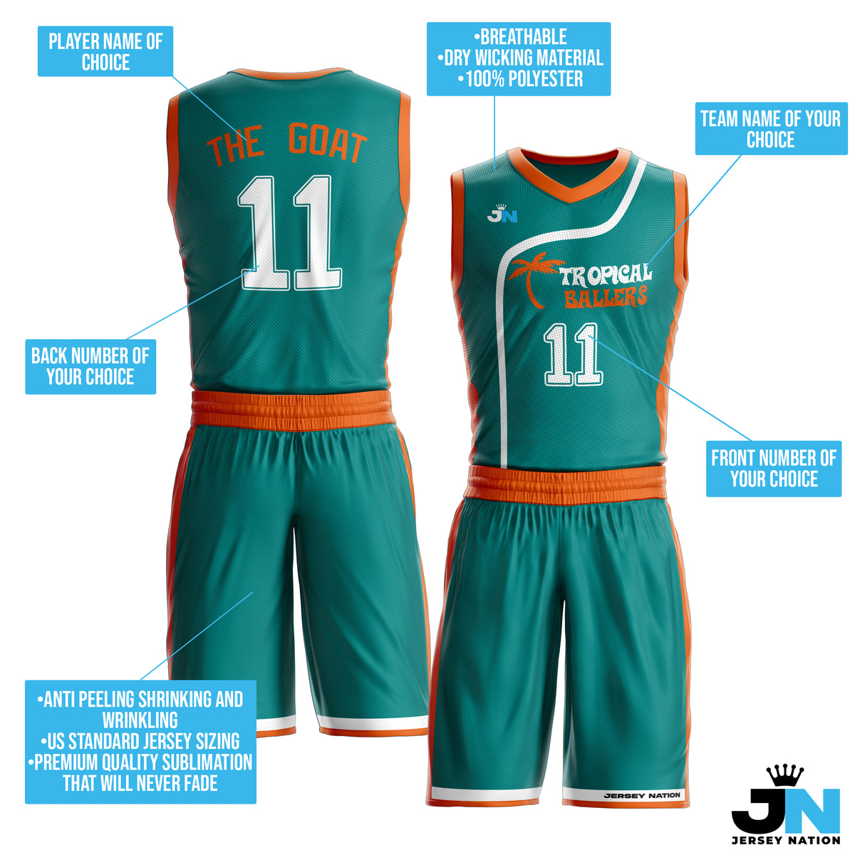Custom Basketball Bulk Team Jersey and Shorts Set - Tropical – The ...